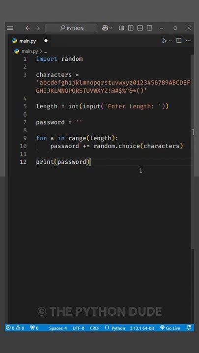 Password Generator With Python Coding Learnpython Youtube
