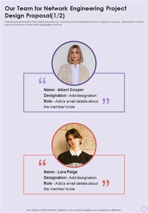 Our Team For Network Engineering Project Design Proposal One Pager