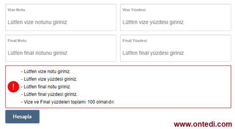 JavaScript ile Vize Final Not Ortalaması Hesaplama JavaScript Serkan TOGAL Nam ı diğer ontedi