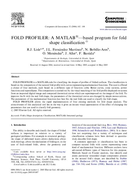 Pdf Fold Profiler A Matlab®—based Program For Fold Shape Classification