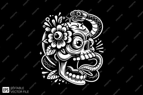 Premium Vector Scary Skull Head Dark Art Illustration Vector Design