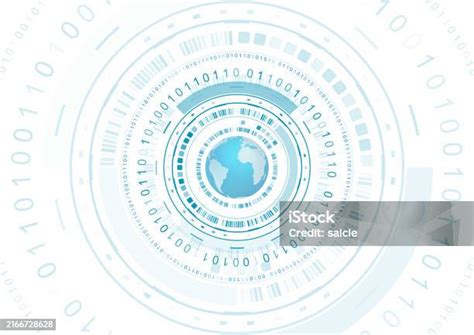 지구본 디자인 원형 요소 및 바이너리 코드를 가진 기술적 배경 0명에 대한 스톡 벡터 아트 및 기타 이미지 0명 3차원 형태 가상현실 Istock