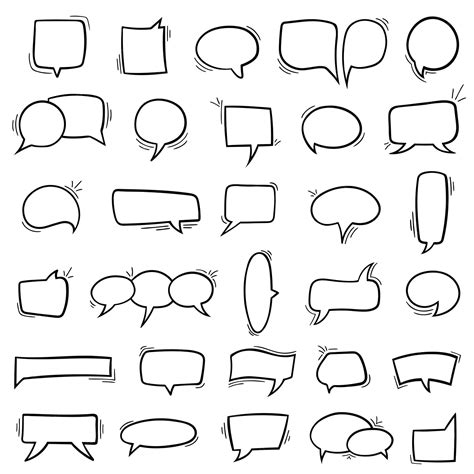 Premium Vector Set Of Hand Drawn Black Colored Linear Speech Balloons