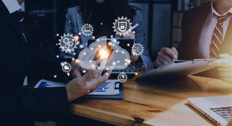 Man Use Laptop With Cloud Computing Diagram Show On Hand Cloud