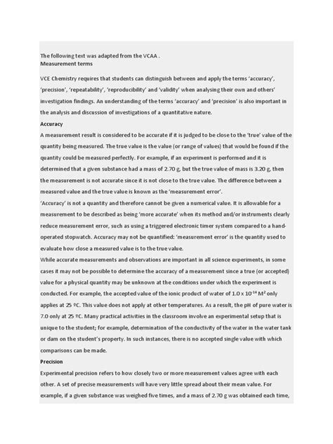 Precision Reliabilityaccuracy Vcaa Pdf Observational Error