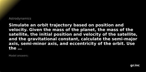 Simulate An Orbit Trajectory Based On Position An General Reasoning
