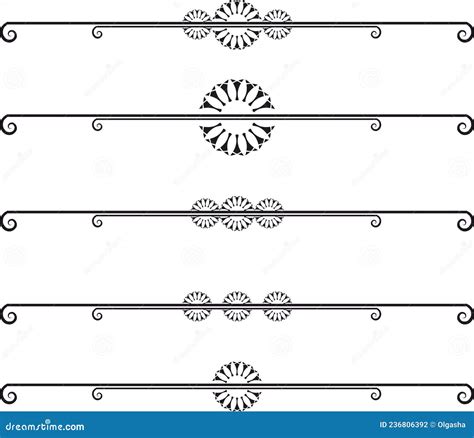 Graphic Decorative Elements Text Breaks Set Stock Vector