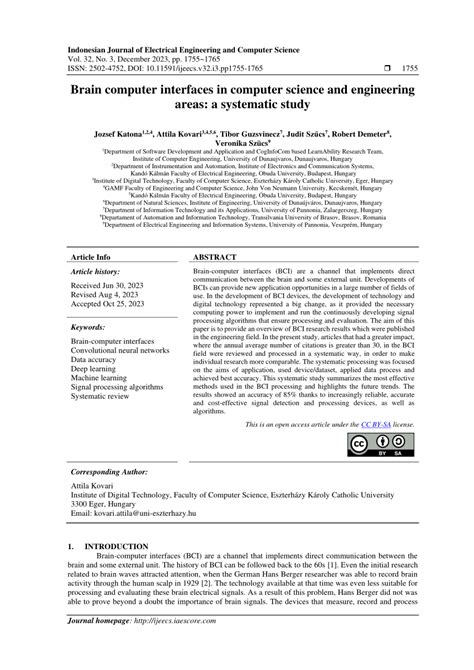 Pdf Brain Computer Interfaces In Computer Science And Engineering
