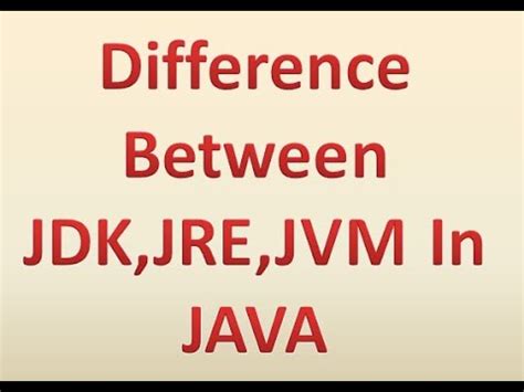Difference Between JDK JRE JVM In Java YouTube