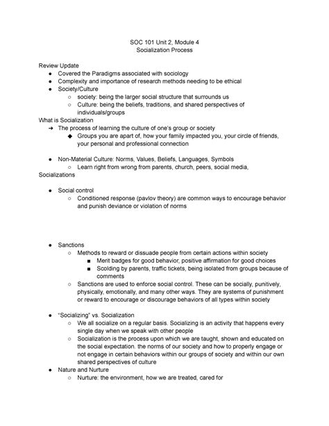 Soc 101 Unit 2 Module 4 Soc 101 Unit 2 Module 4 Socialization