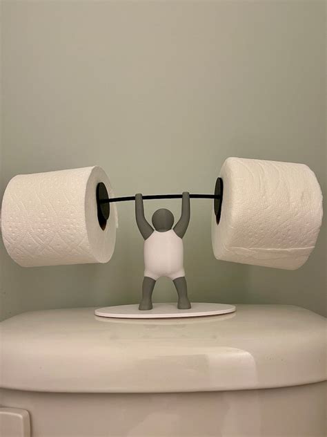 Unique 3d Printed Toilet Paper Holder Weightlifter Design Funny