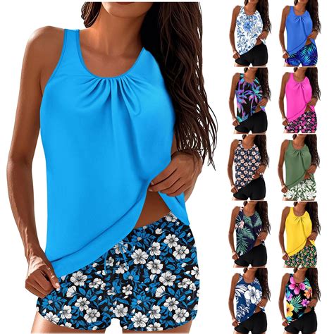Jsaierl Womens Two Piece Tankini Bathing Suits Blouson Swim Tops