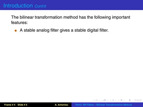 Warping Concept Iir Filters Bilinear Transformation Method PDF