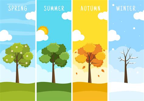 Scenery Of The Four Seasons Of Nature With Landscape Spring Summer