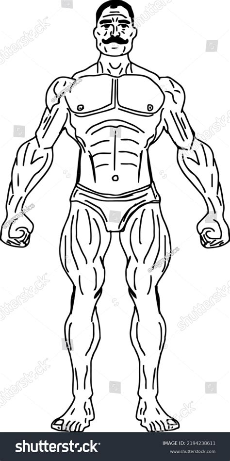 Indian Wrestler Muscular Body Cartoon Drawing Stock Vector Royalty