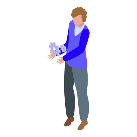 Premium Vector Software Developer Holding Gears Representing Programming Skills