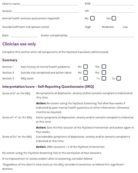 The Psycheck Screening Tool