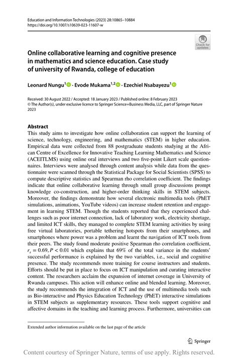 Online Collaborative Learning And Cognitive Presence In Mathematics And
