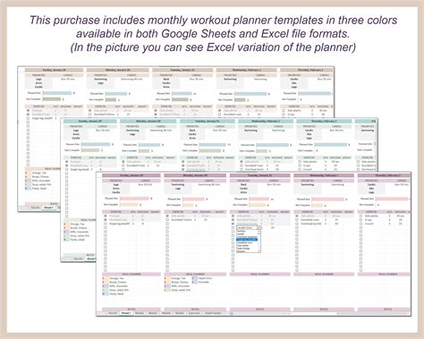 Workout Spreadsheet Workout Schedule Excel Workout Planner Template Exercise Planner Fitness Workout Spreadsheet Workout Schedule Excel Workout Planner Template Exercise Planner Fitness