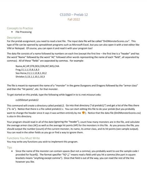 Solved CS1050 Prelab 12 Fall 2022 Concepts To Practice Chegg Com