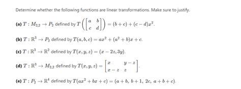 Solved Determine Whether The Following Functions Are Linear Chegg