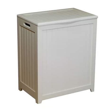 White Solid Wood Rectangular Laundry Hamper 135d X 20w X 24h