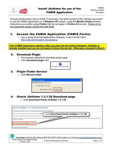 Install Jinitiator For Use Of The FAMIS Application 1 Access The FAMIS
