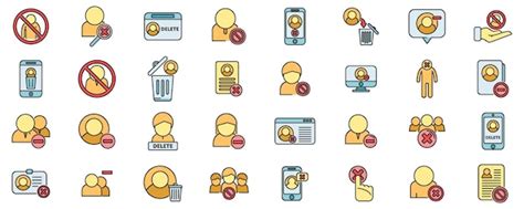 Premium Vector Delete User Icons Set Vector Color Line