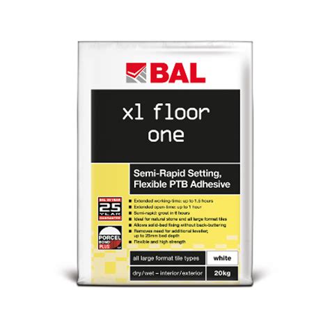 Bal Xl Floor One Semi Rapid Large Format Tile Adhesive White 20kg Pro Tiler Tools