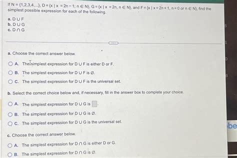 Solved If N {1 2 3 4 D {x X 2n 1 N E N} G