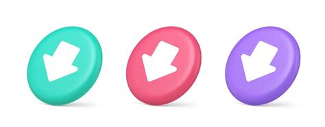 Arrow Down Button Keyboard Navigation Pointer Cyberspace Downloading Web App 3d Isometric Circle