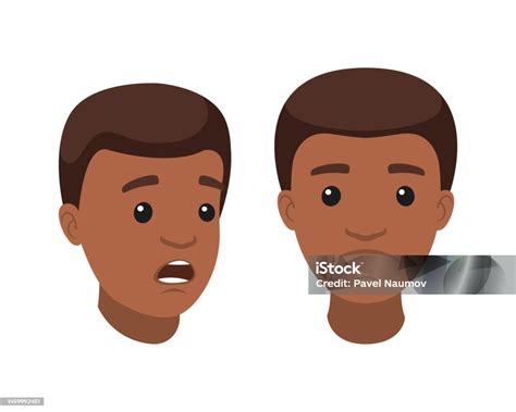 잘생긴 아프리카계 미국인 남자 캐릭터 시연 얼굴 감정 벡터 세트 감정에 대한 스톡 벡터 아트 및 기타 이미지 감정 개념 개성 개념 Istock