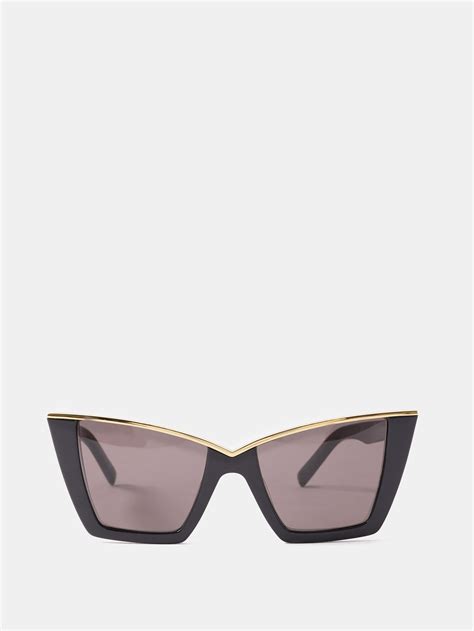 Saint Laurent Angular Cat Eye Sunglasses In Black Endource