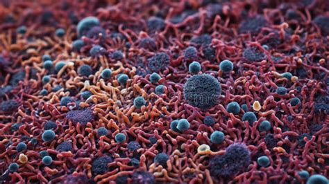 Exploring The Vibrant World Of Cellular Structures Under A Microscope In Intricate Detail Stock