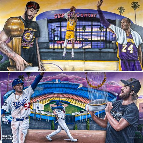 Kobe Lakers And Dodgers Murals In Los Angeles