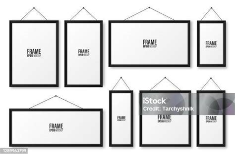 벽 빈 검은 색 사진 프레임 컬렉션에 매달려 현실적인 현대 포스터 모형 빈 사진 프레임입니다 벡터 일러스트레이션 0명에 대한 스톡 벡터 아트 및 기타 이미지 Istock