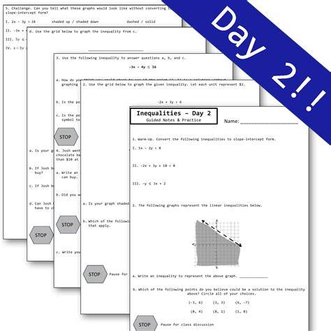 Graphing Linear Inequalities Guided Notes 2 Days Lauren Fulton Math