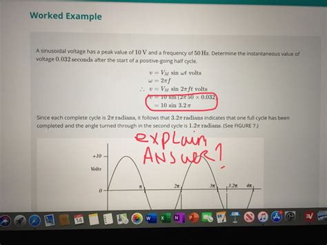 Solved Worked Example A Sinusoidal Voltage Has A Peak Value