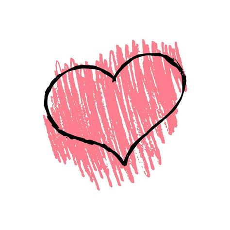 Sketch Scribble Hearts On Red Background Hand Drawn Pencil Scribble