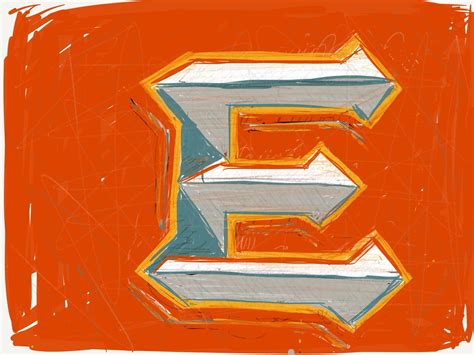 Illuminated Letter E Drawing With Colored Pencils