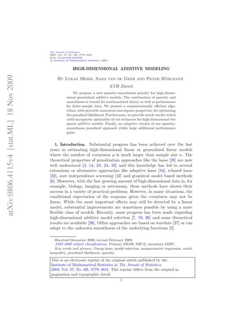 High Dimensional Additive Modeling Deepai