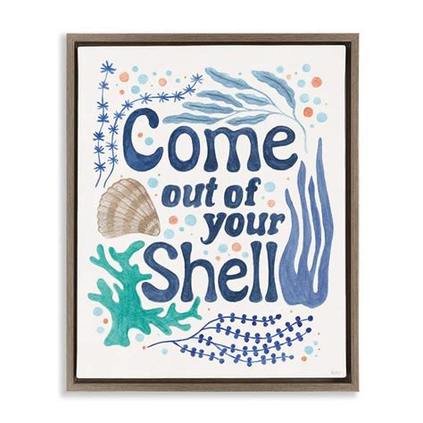 Stupell Industries Come Out Of Your Shell By Veronique Charron Brown Floater Frame Coastal