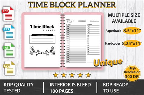 Time Block Planner Kdp Interior Graphic By Handybooks · Creative Fabrica