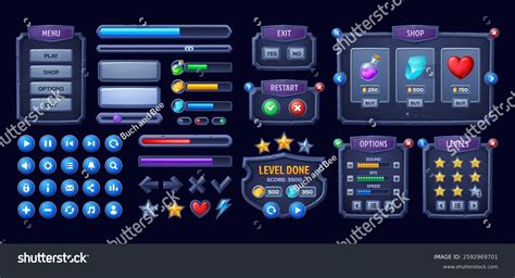Stone Game Interface Medieval Ui Game Stock Vector Royalty Free