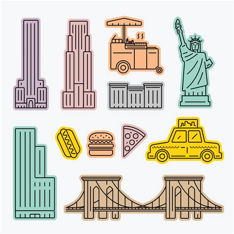 New York City Icon Vector Set 4925515 Vector Art At Vecteezy