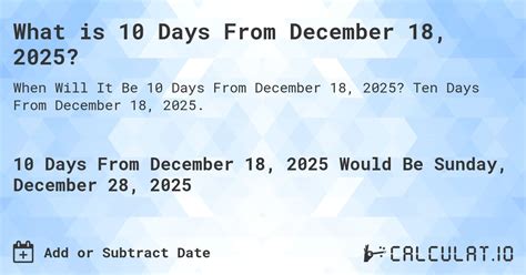 What Is 10 Days From December 18 2025 Calculatio