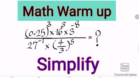 Math Warm Up Problem Exponenetseasymathtricks Youtube