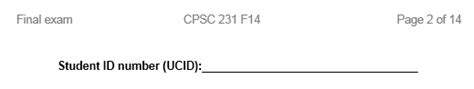 Cpsc 231 Final Exam Information