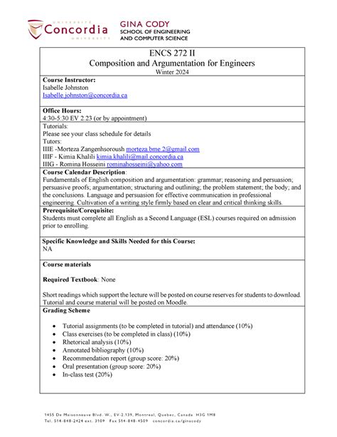 Outline Probability ENCS II Composition And Argumentation For Engineers Winter