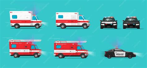 Carro De Emergência De Ambulância Caminhão De Bombeiro Lateral 3d E